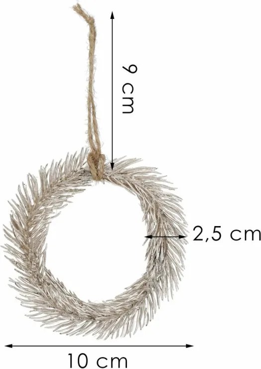 Věneček 10cm stříbrný, vánoční ozdoba