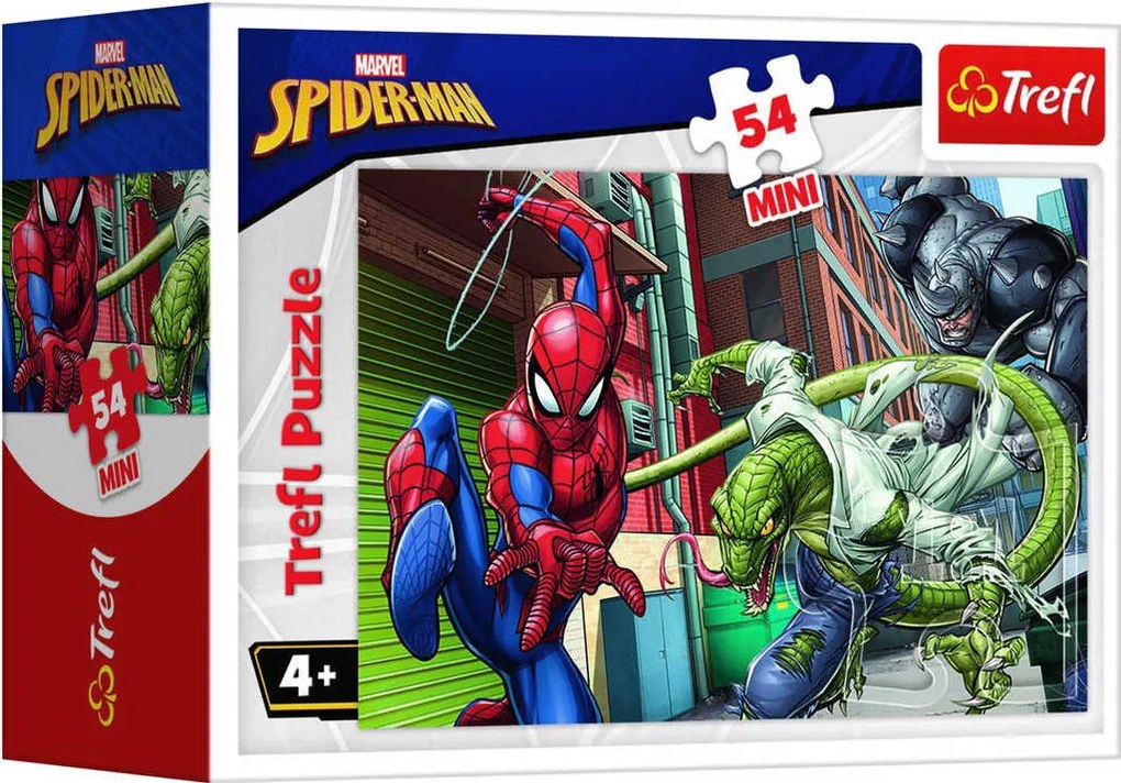 TREFL PUZZLE Spiderman Proti padouchům mini 20x13cm 54 dílků 4 druhy tr154164