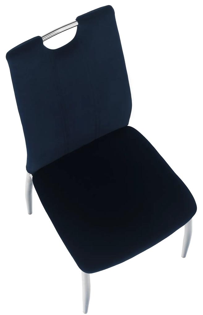 Kondela Jídelní židle, modrá Velvet látka / chrom, OLIVA NEW