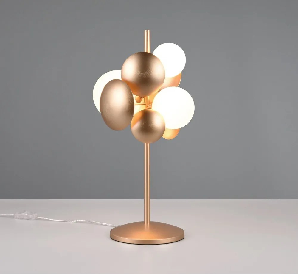 Stolní lampa se skleněným stínidlem ve zlato-bílé barvě (výška 50 cm) Bubble – Trio Select
