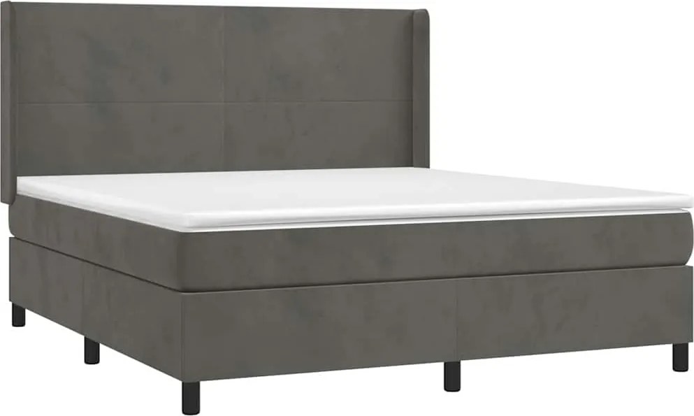 Box spring postel s matrací tmavě šedá 160x200 cm samet 3132568