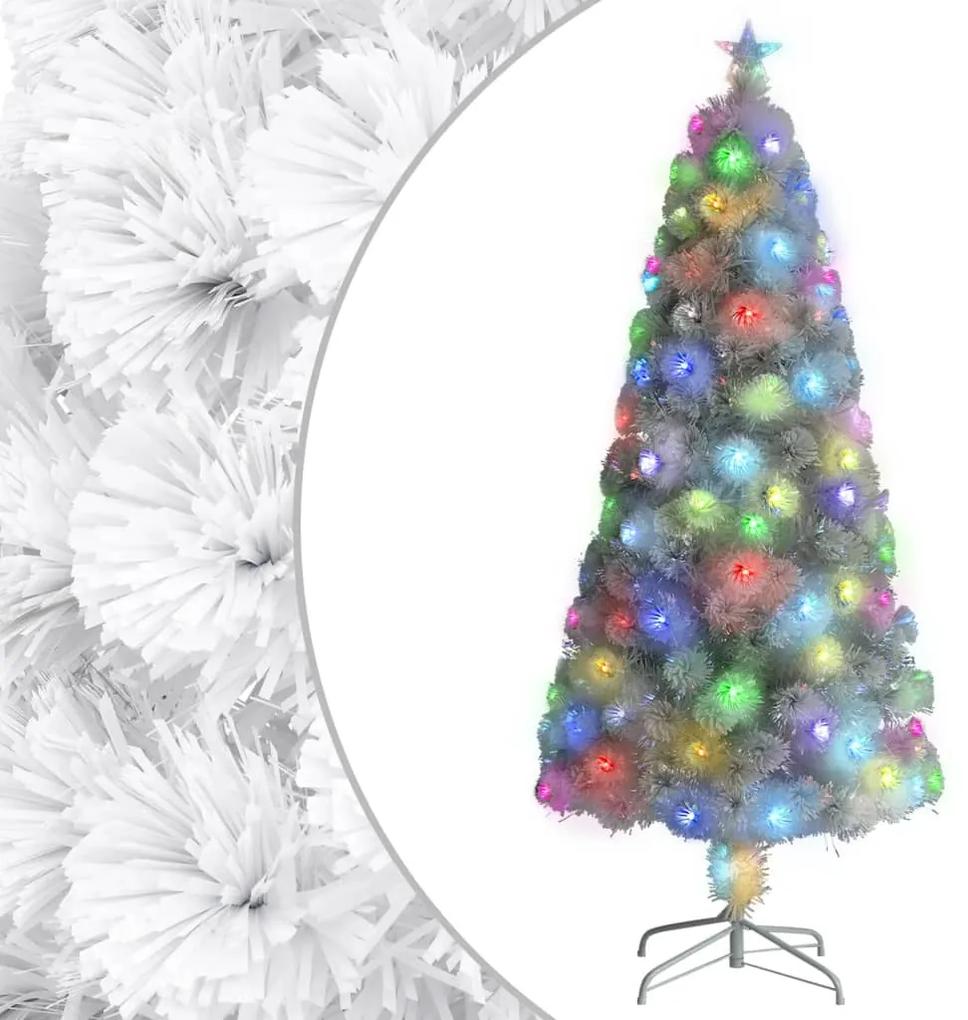 328450 vidaXL Umělý vánoční stromek s LED diodami bílý 150 cm optické vlákno