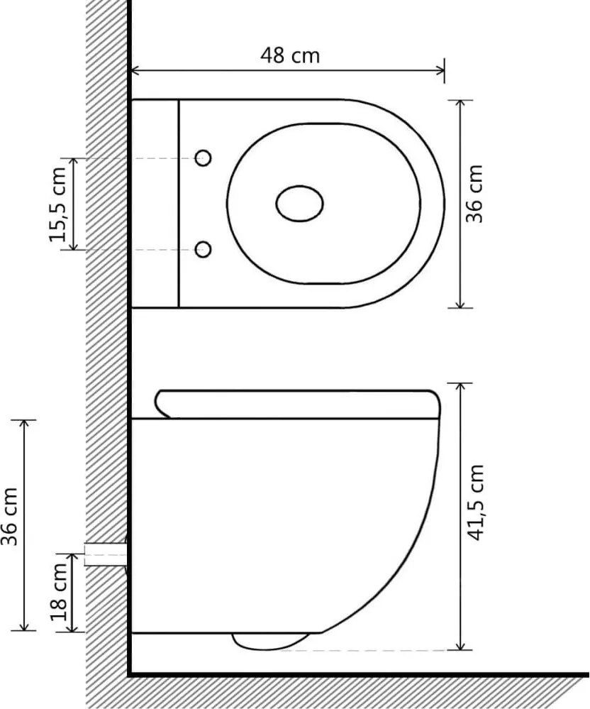 vidaXL Závěsné WC bez oplachového kruhu s funkcí bidetu keramické [145782] Barva: Černá