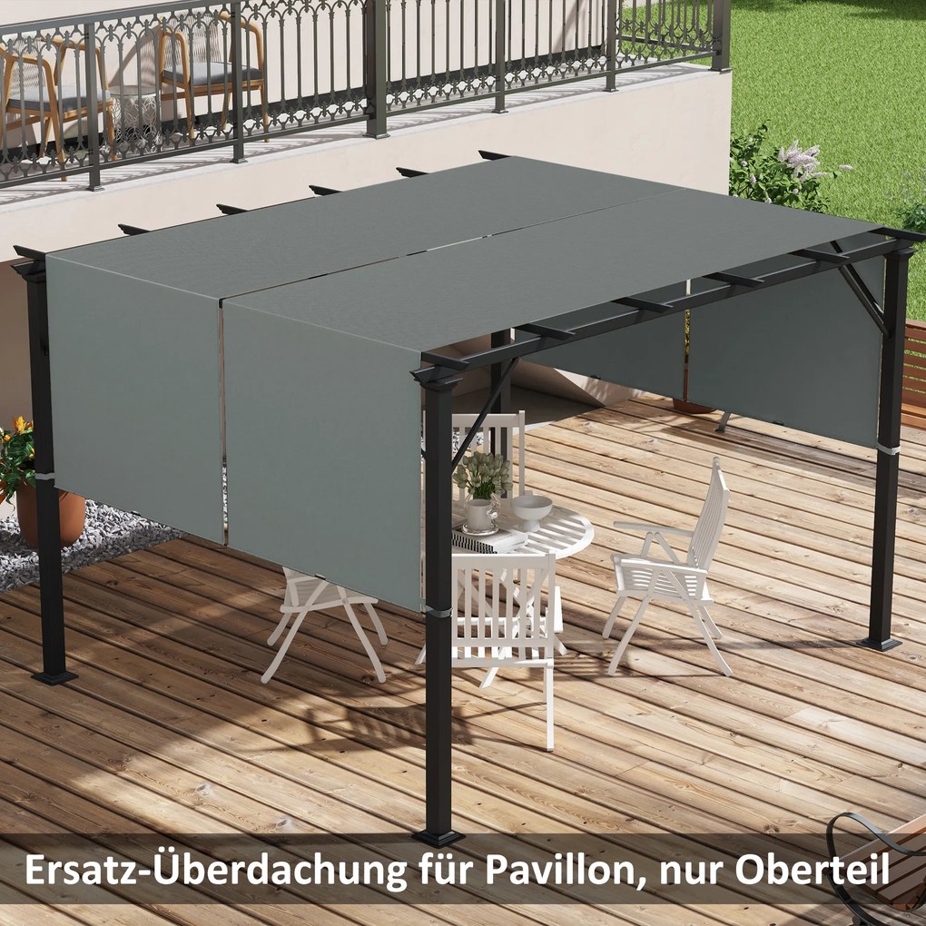 Náhradní střecha na pergolu s UV ochranou, markýza na zastřešení terasy pro pavilon 3 x 3 m, tmavě šedá