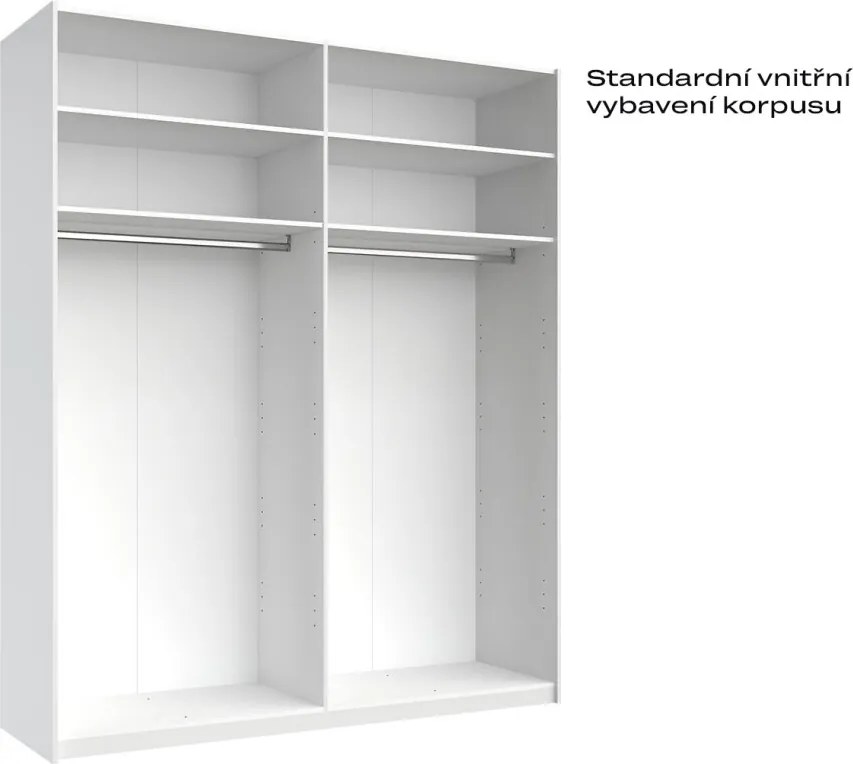 Skříň s posuvnými dveřmi 2,0x2,4m (Dveře Lesklé Bílé), série N Family
