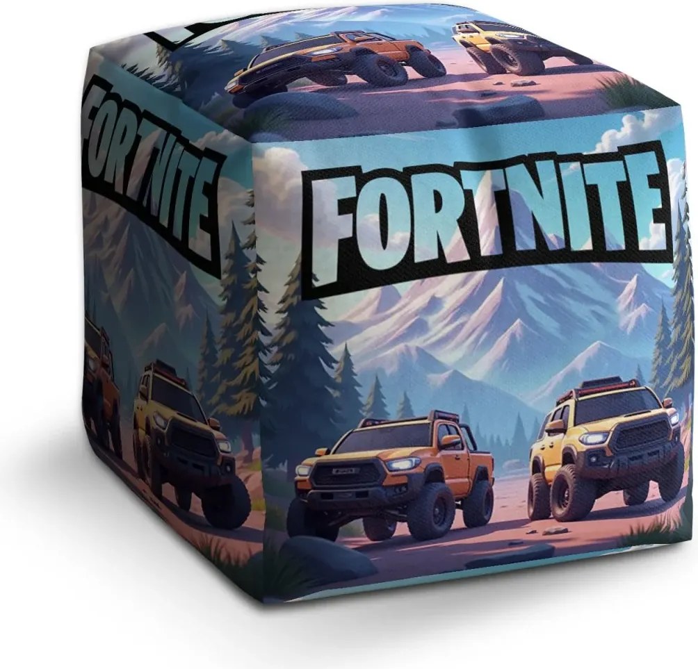 Sablio Taburet Cube FORTNITE Off-road auta - 60x60x60 cm
