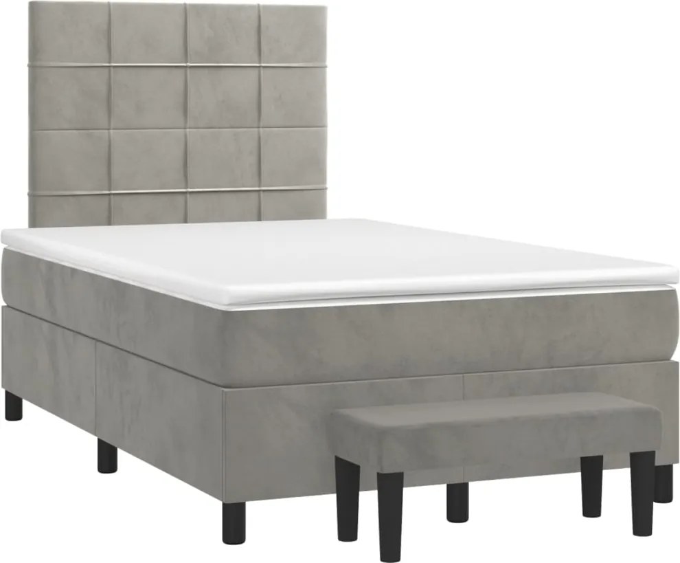 Box spring postel s matrací světle šedá 120 x 200 cm samet 3137833
