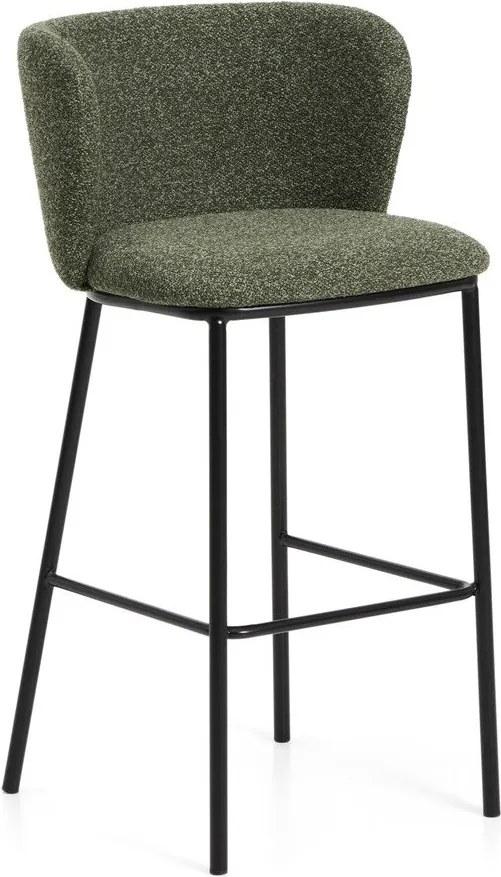 Tmavě zelená čalouněná barová židle (výška sedáku 75 cm) Ciselia – Kave Home