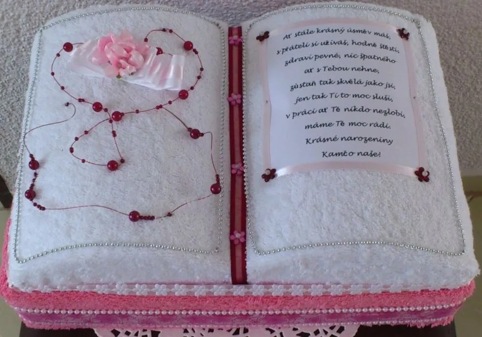 Kniha z ručníků růžová pro slečnu - 352