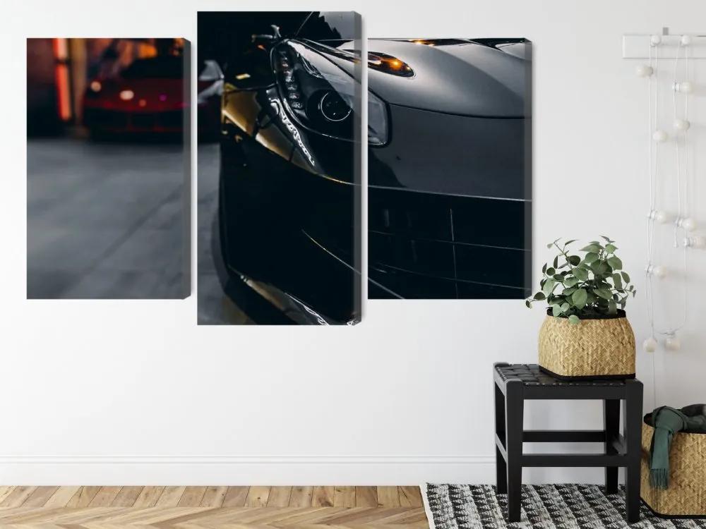 Vícedílný obraz Přední Část Černého Sportovního Vozu Nedostatek Nedostatek Plátno Canvas 120x80