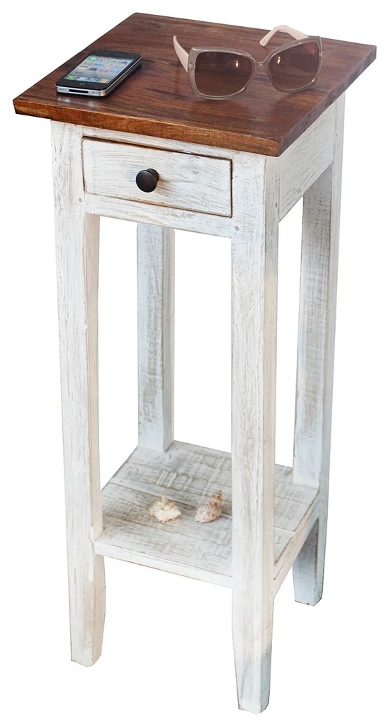 Moebel Living Odkládací stolek PESSIT, bílá/recyklované dřevo