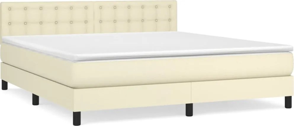 Box spring postel s matrací krémová 160x200 cm umělá kůže 3141133