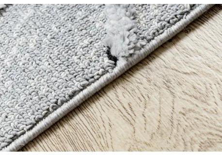 koberec SEVILLA Z791C mozaika šedá / bílá střapce, Berber, Maroko, velikost 240x330 cm | krásné koberce cz
