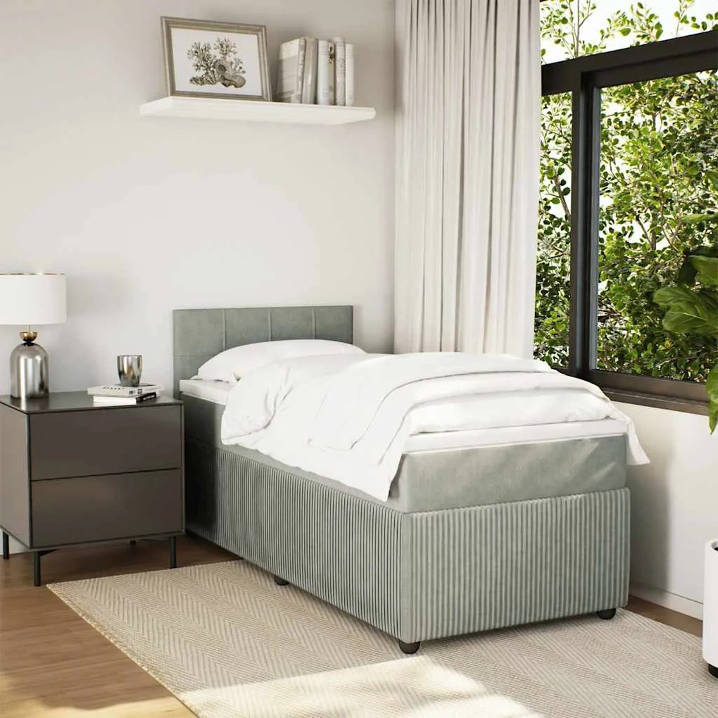 Box spring postel s matrací světle šedá 80 x 200 cm samet 3289890