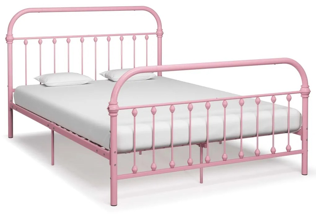 284514 vidaXL Rám postele růžový kov 160 x 200 cm