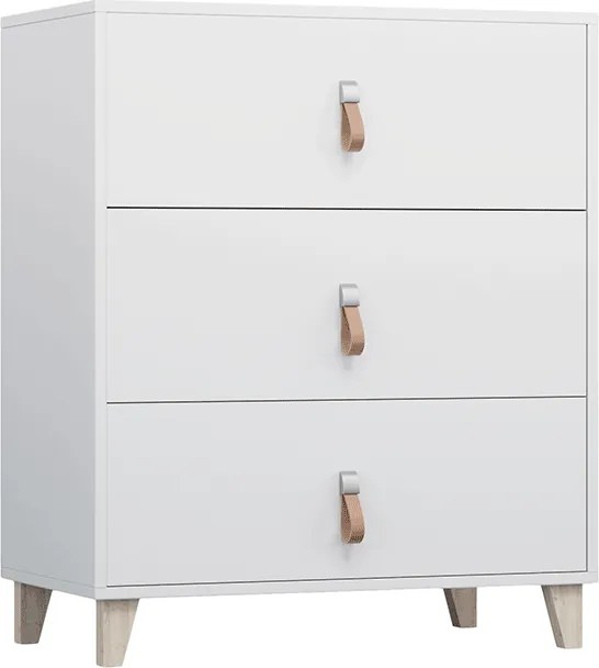 Komoda, bílá, ABS hrany, FIERA 3S