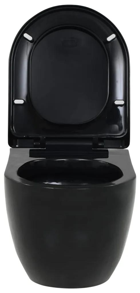 Závěsná toaleta s podomítkovou nádržkou keramická černá,  275792