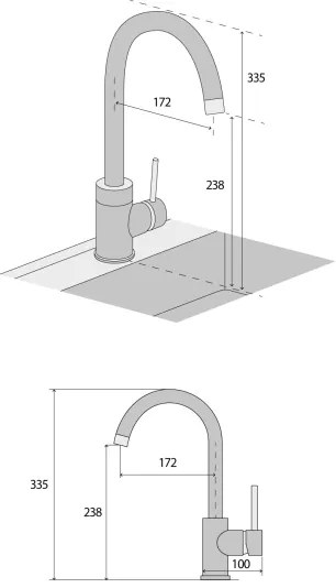 Concept BDG3334DG - Dřezová baterie 33,5 cm granit/tmavě šedá