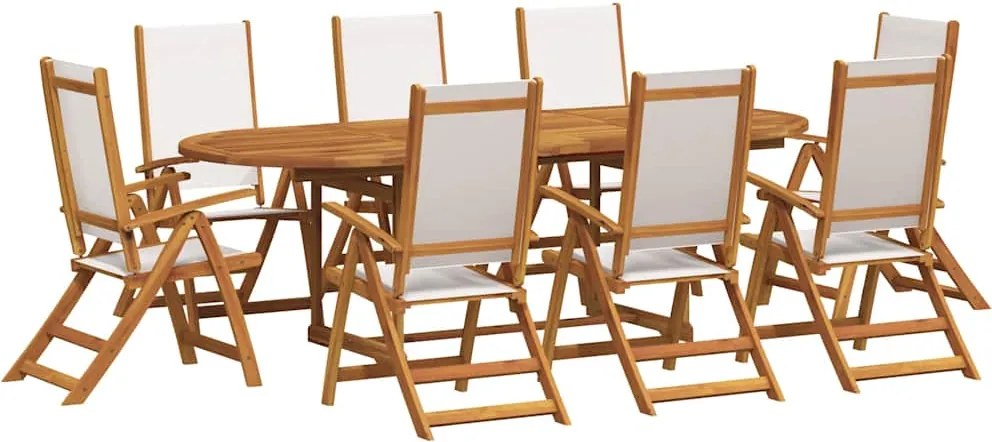 7dílný zahradní jídelní set masivní akáciové dřevo a textilen 3279290