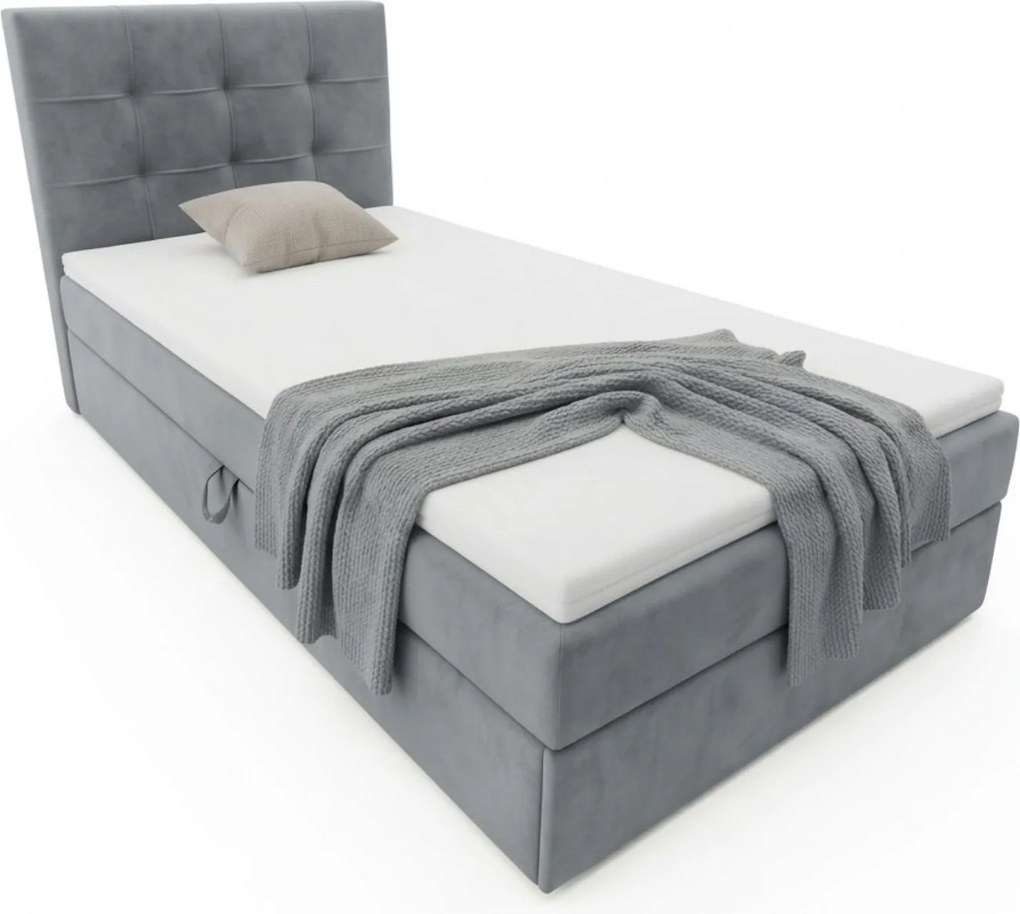 Čalouněná postel boxspring DIRELIS TRINITY 90x200 cm šedá Matrace: Matrace Bonell pružinová