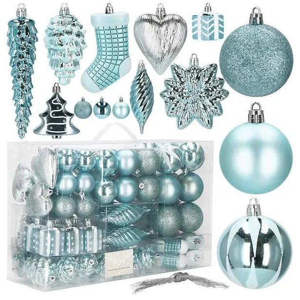 Maxi 72 dílná sada vánočních ozdob světle modrá