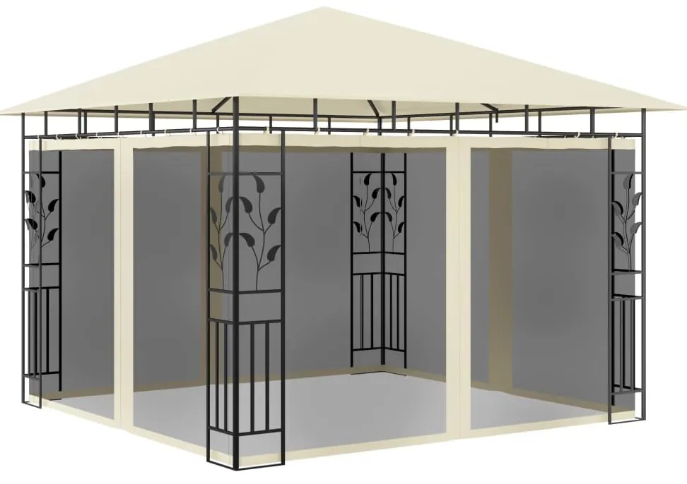 vidaXL Marketos Altán s moskytiérou 3 x 3 x 2,73 m krémový 180 g/m²