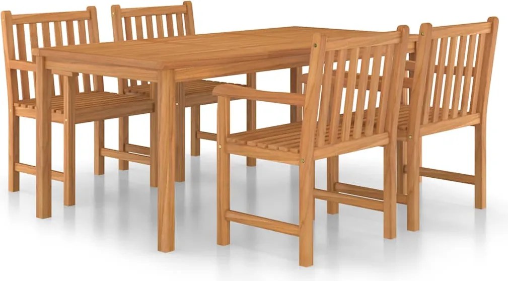 5dílná zahradní jídelní sada 180 x 90 cm masivní teakové dřevo 3059943