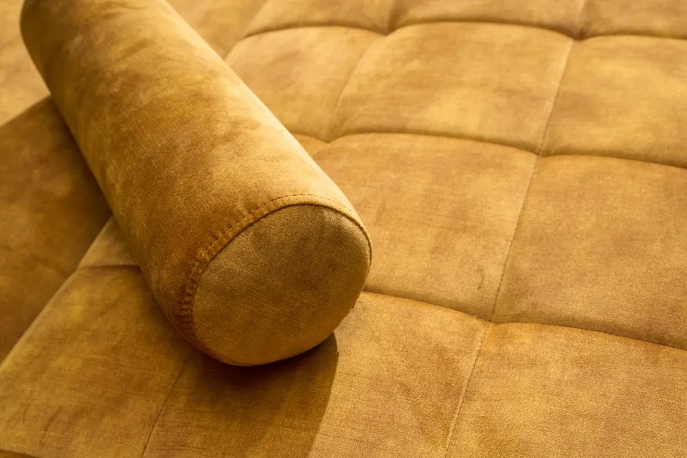 Designová rozkládací sedačka Walvia 196 cm hořčicová žlutá