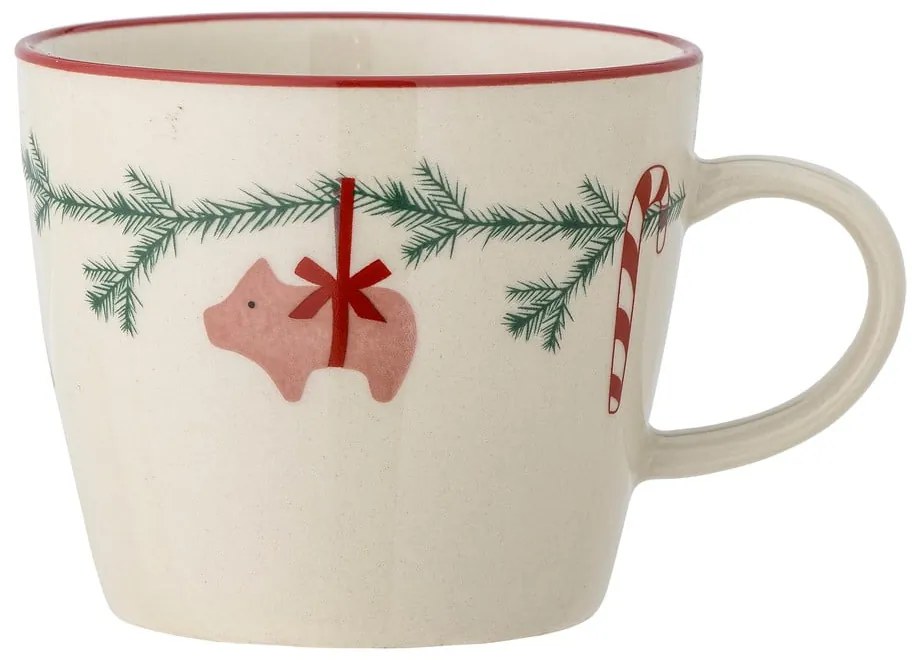 Krémový hrnek na cappuccino s vánočním motivem z kameniny 300 ml Yule – Bloomingville