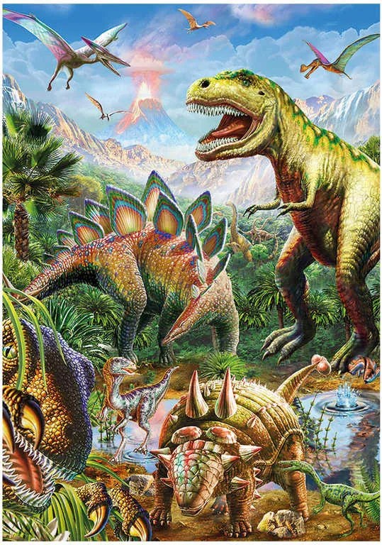 DINO Puzzle 100 dílků XL Svět dinosaurů 33x47cm svítí ve tmě skládačka dn394155