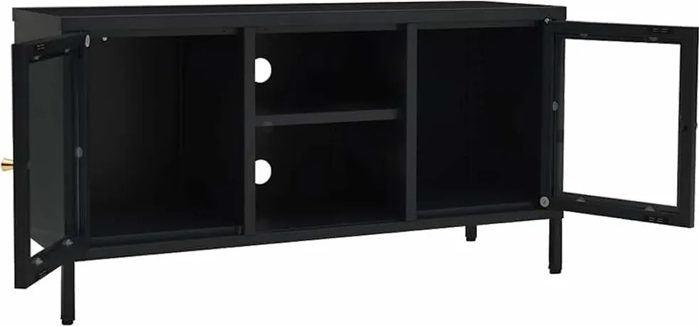 TV stolek černý 105 x 35 x 52 cm ocel a sklo 336058