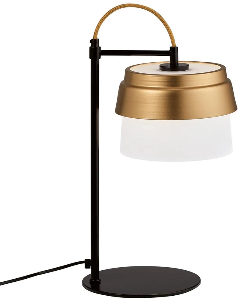 Morgan stolní lampa, skleněné stínidlo, bílo-zlaté