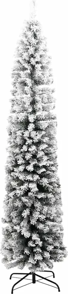 Úzký umělý vánoční stromek zasněžený zelený 180 cm PVC 320954