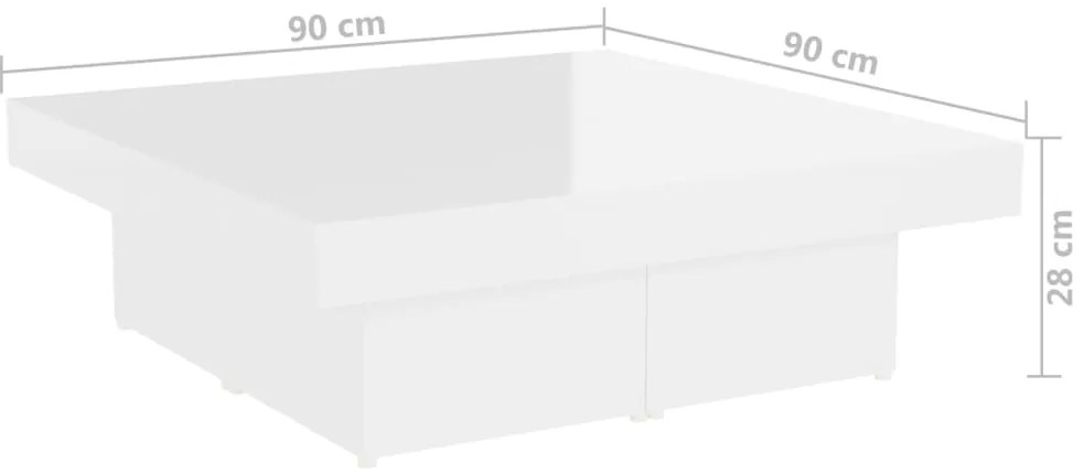 vidaXL Marketos Konferenční stolek bílý lesklý 90 x 90 x 28 cm kompozitní dřevo