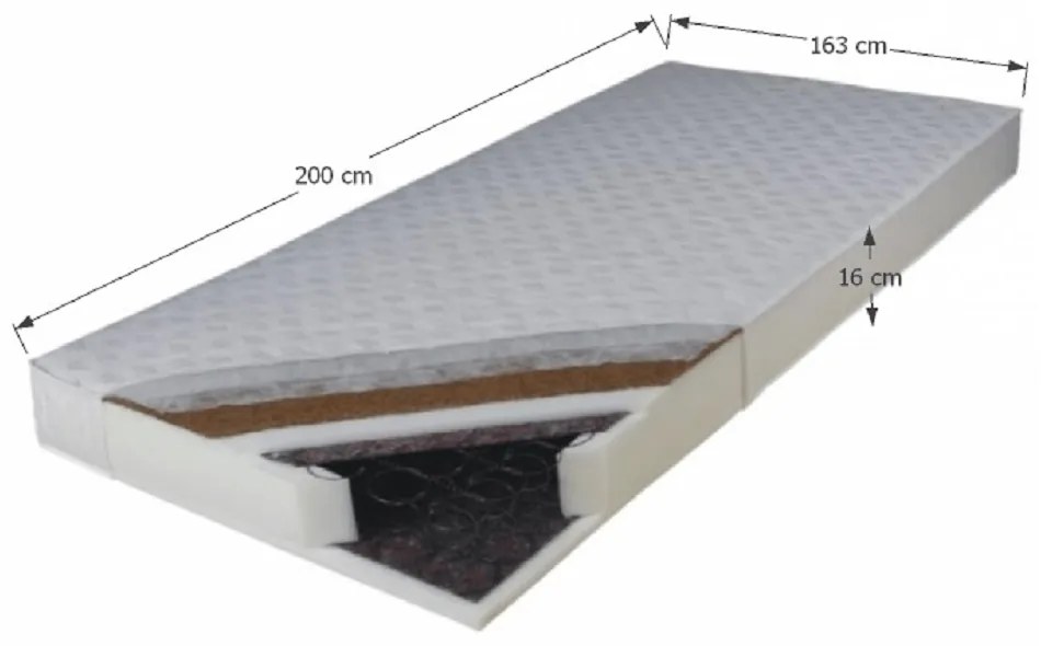 Kondela Matrace, pružinová, 163x200, KOKOS MEDIUM atyp
