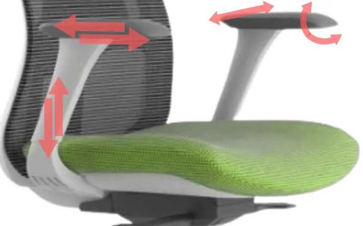 MERCURY Ergonomická kancelářská židle TIANA - šedá síťovina / zelená látka