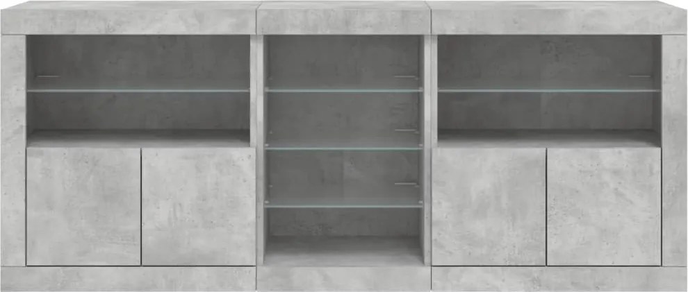 Příborník s LED osvětlením betonově šedý 162 x 37 x 67 cm 3209033