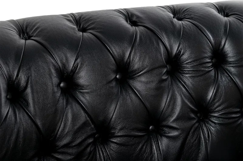 Kožená pohovka CHESTERFIELD - 2P, šedá (Rimini)