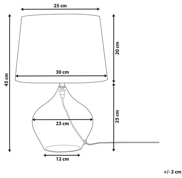 Stolní lampa se sklěněnou průhlednou základnou a černým stínítkem 45 cm OSUM Beliani