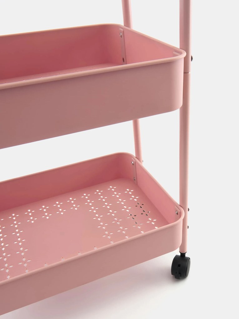 Sinsay - Tříúrovňový regál na kolečkách - pastelová růžová