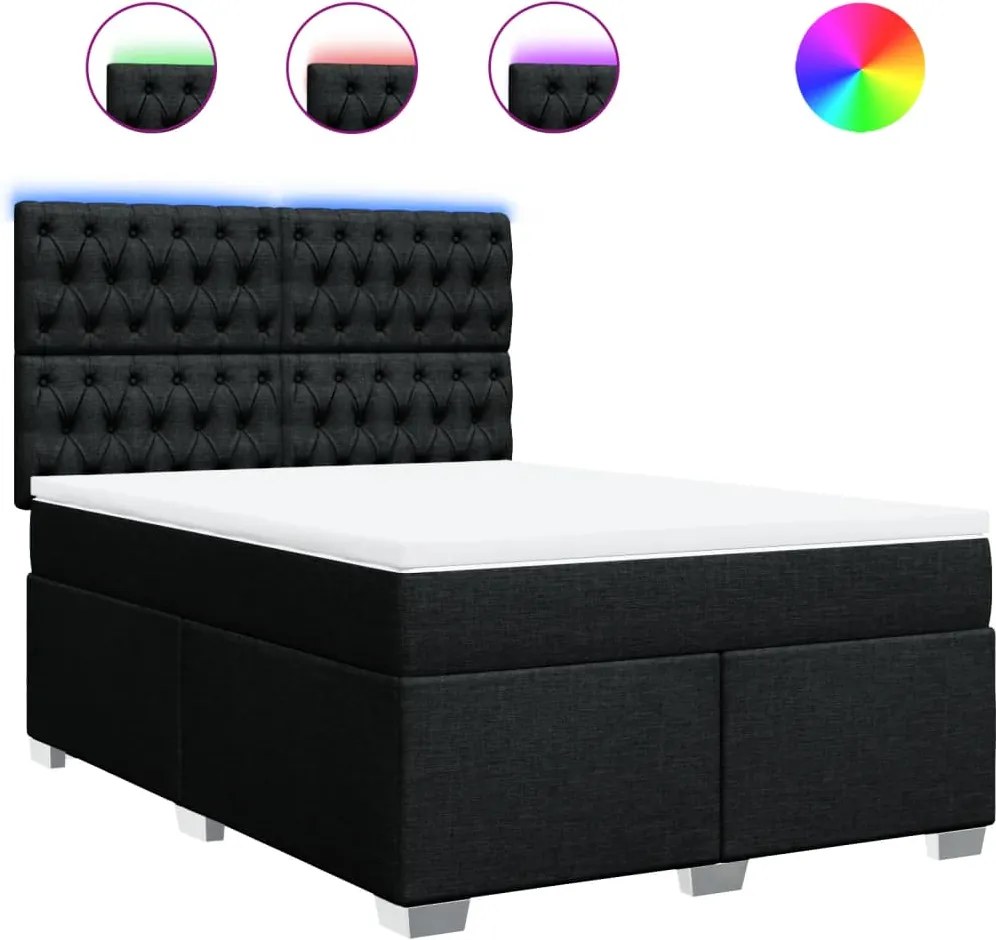 Box spring postel s matrací černá 160x200 cm textil 3292848