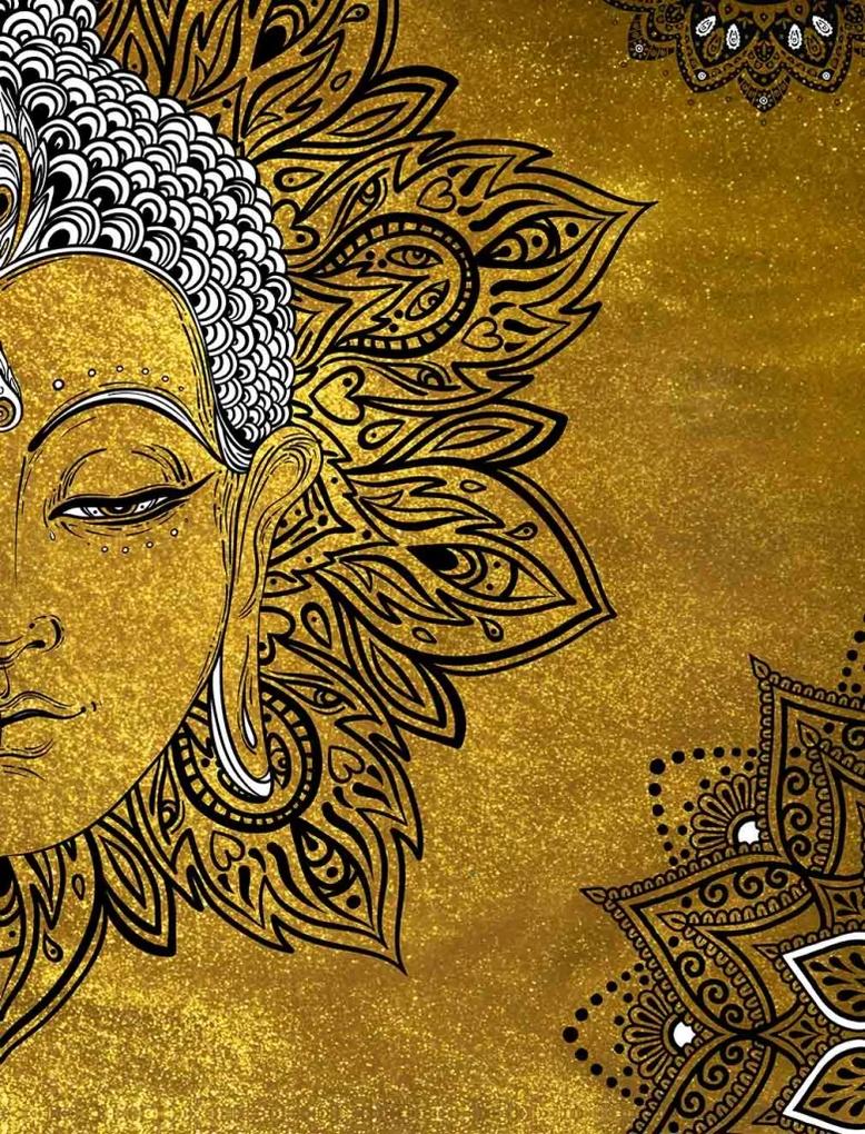 Malvis ® Obraz mandala žlutý Buddha Velikost (šířka x výška): 90x60 cm