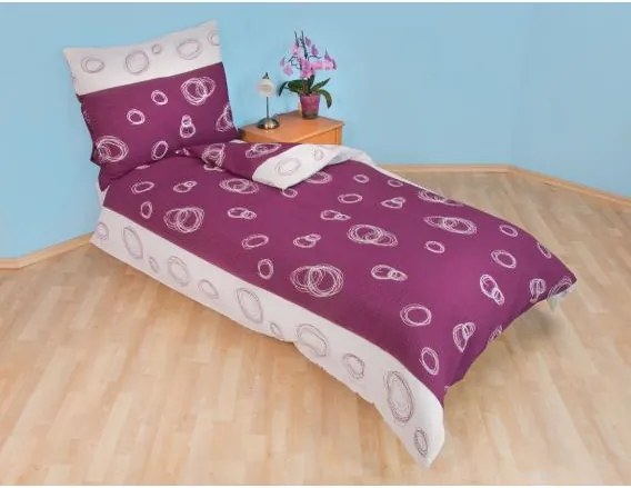 Brotex Prodloužené povlečení krep 140x220, 70x90cm Espiral fialový, Výběr zapínání: zipový uzávěr 8594570057585