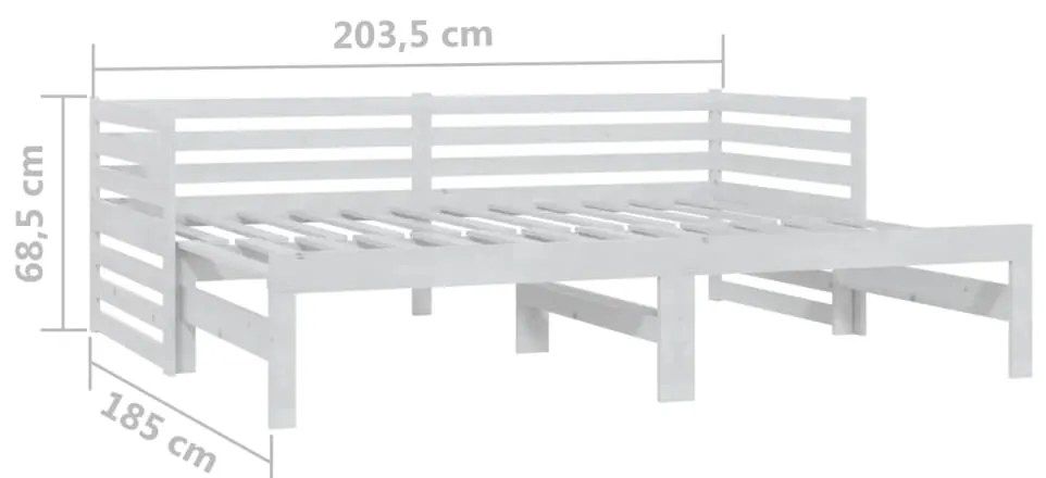 vidaXL Marketos Výsuvná válenda bílá masivní borovice 2 x (90 x 200) cm