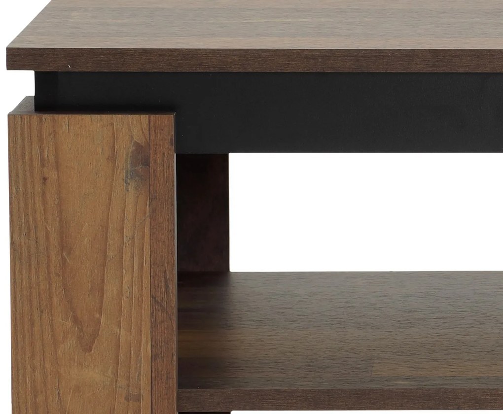 Konferenční stolek Tim, vintage optika dřeva/černý