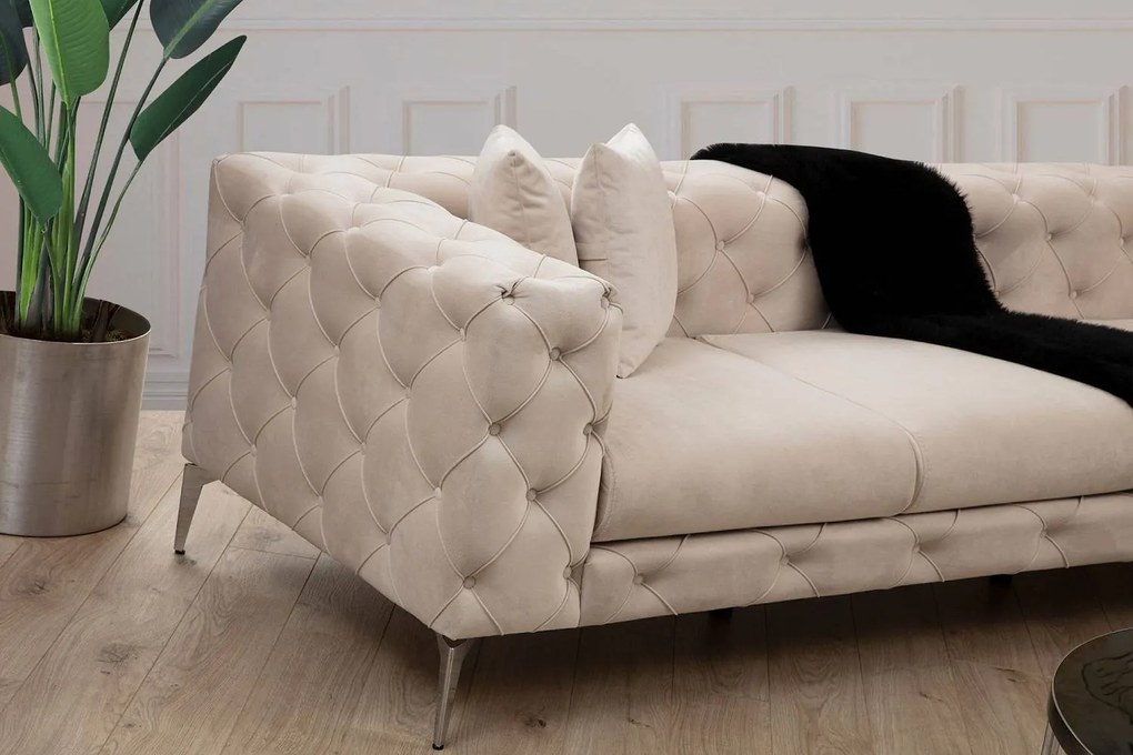 Designová rohová sedačka Rococo ecru - levá