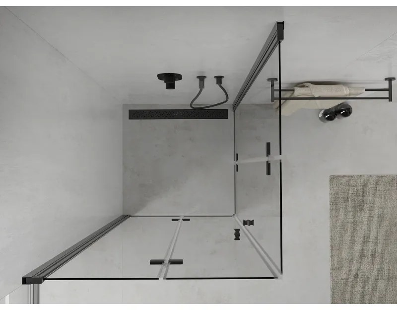 Mexen Lima Duo skládací sprchový kout 100 x 100 cm, Průhledné, Černá - 856-100-100-70-00-02