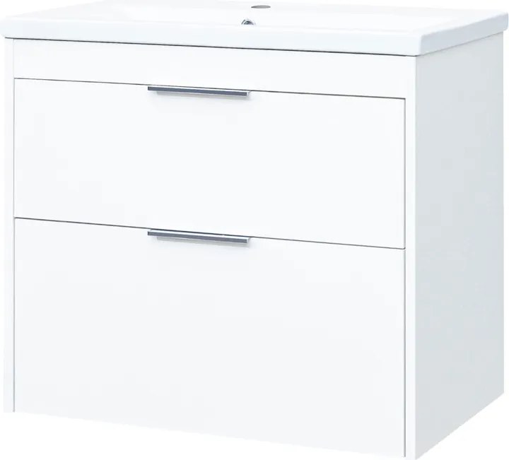 Mereo Mereo, Vigo, koupelnová skříňka s keramickým umyvadlem 81 cm, bílá, dub, CN312