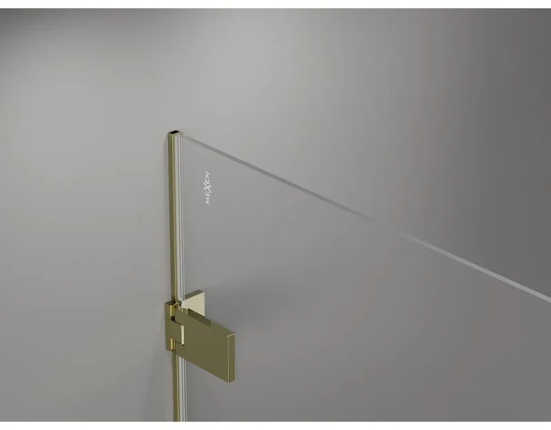 Mexen, Mexen Lunar-F pravé skládací sprchové dveře 70 cm, transparentní, zlaté - 836-070-000-50-00-P