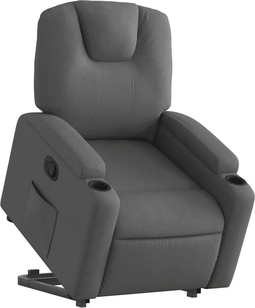 Zvedací polohovací křeslo tmavě šedé textil 3204369